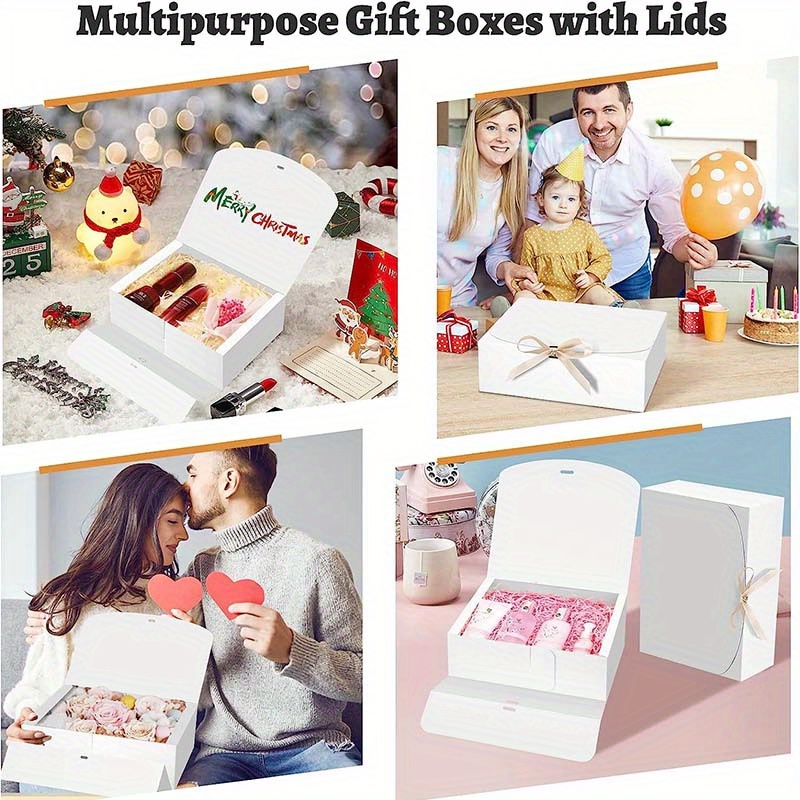 White in one Gift Box Gift Wrapping Box Ribbon Gift Storage - Temu