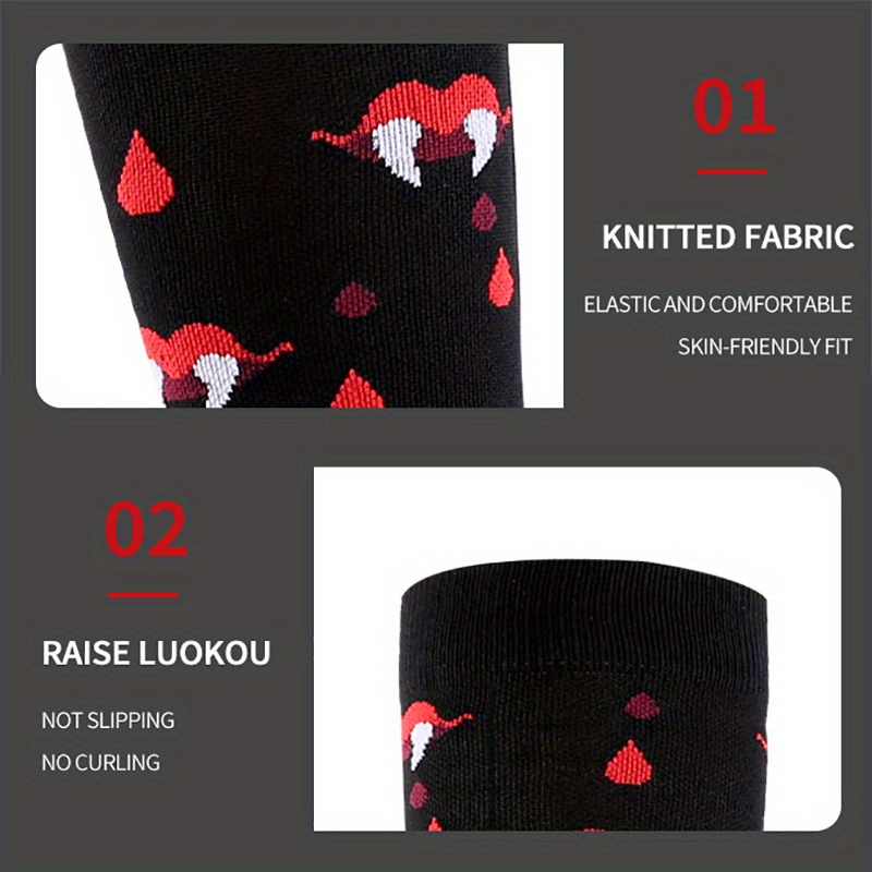 Polka Dot Lips Print Socks Halloween Funny Knee Socks - Temu United Kingdom