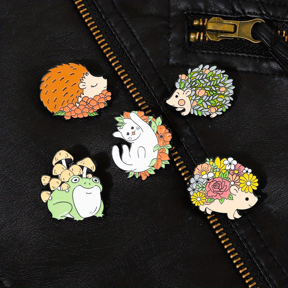 Cartoon Animals Plants Enamel Pins Flowers Hedgehog Cat - Temu South Africa