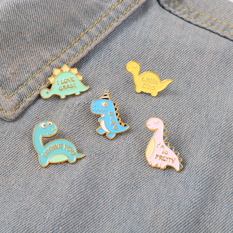 Creative Cartoon Cute Dinosaur Enamel Badge Brooch Clothing - Temu ...