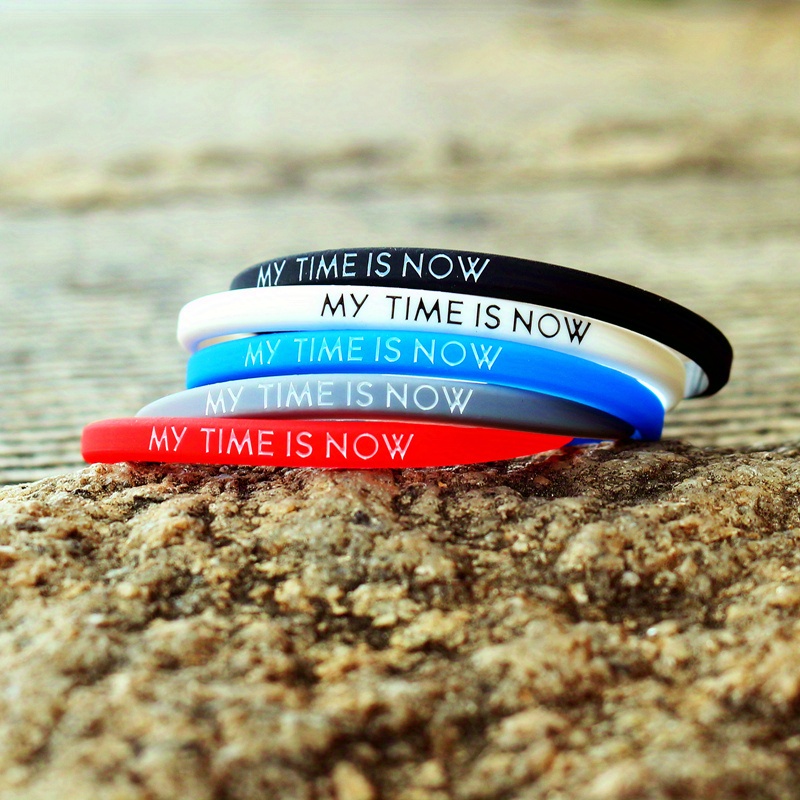 Trendy Letter Pattern Fashion Silicone Stretch Bracelet - Temu New Zealand