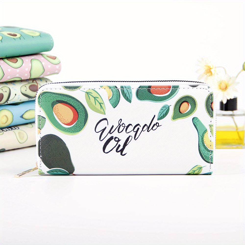 Cartoon Avocado Pattern Long Wallet Kawaii Zipper Around - Temu New Zealand