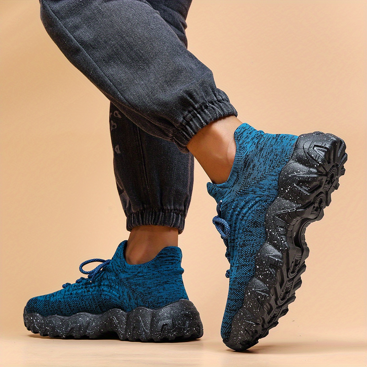 Mens Lace Up Sneakers Athletic Shoes Shock Absorbing And Breathable ...