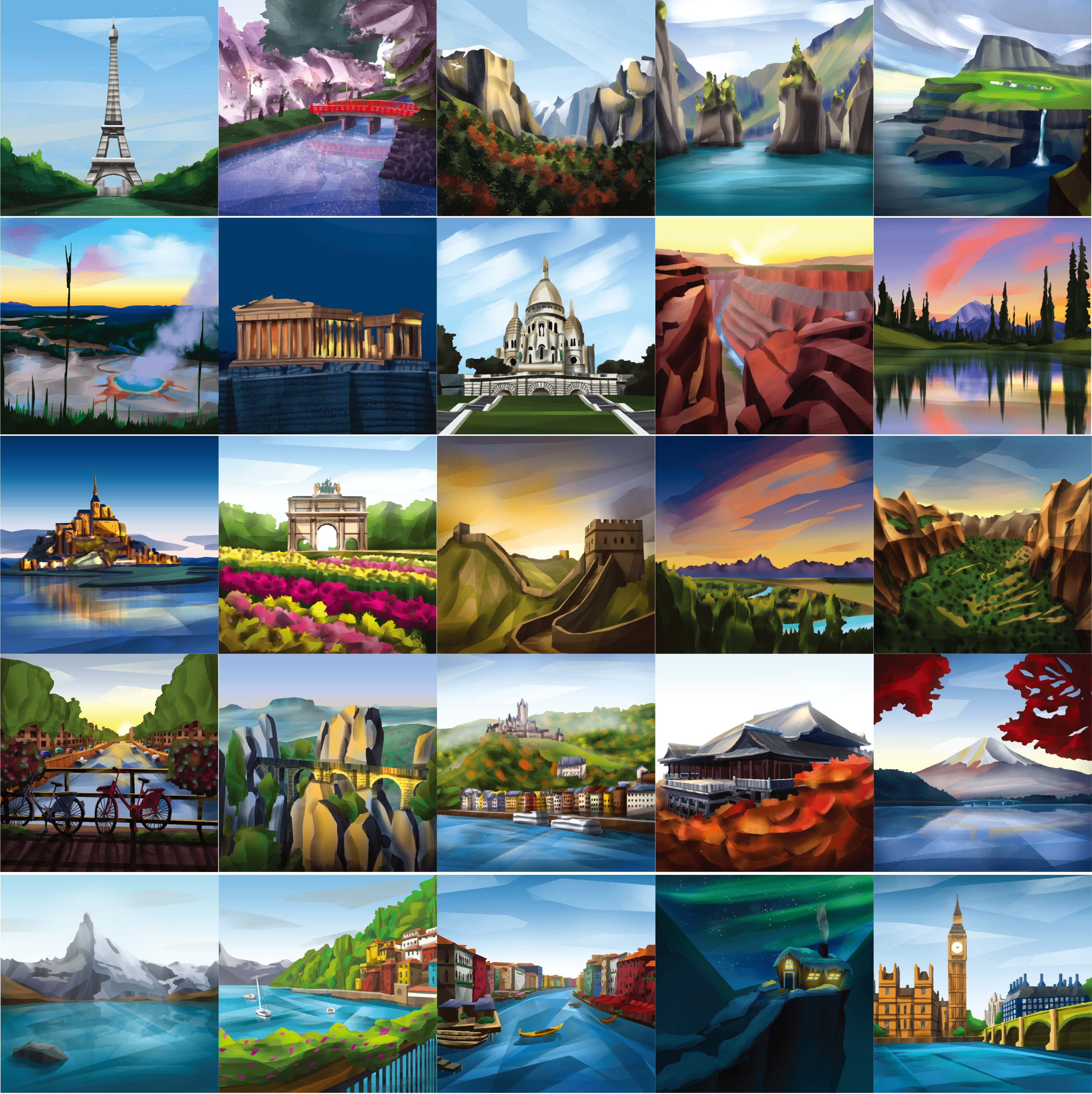 50 Beautiful Landscape Stickers In Oil Painting Style - Temu