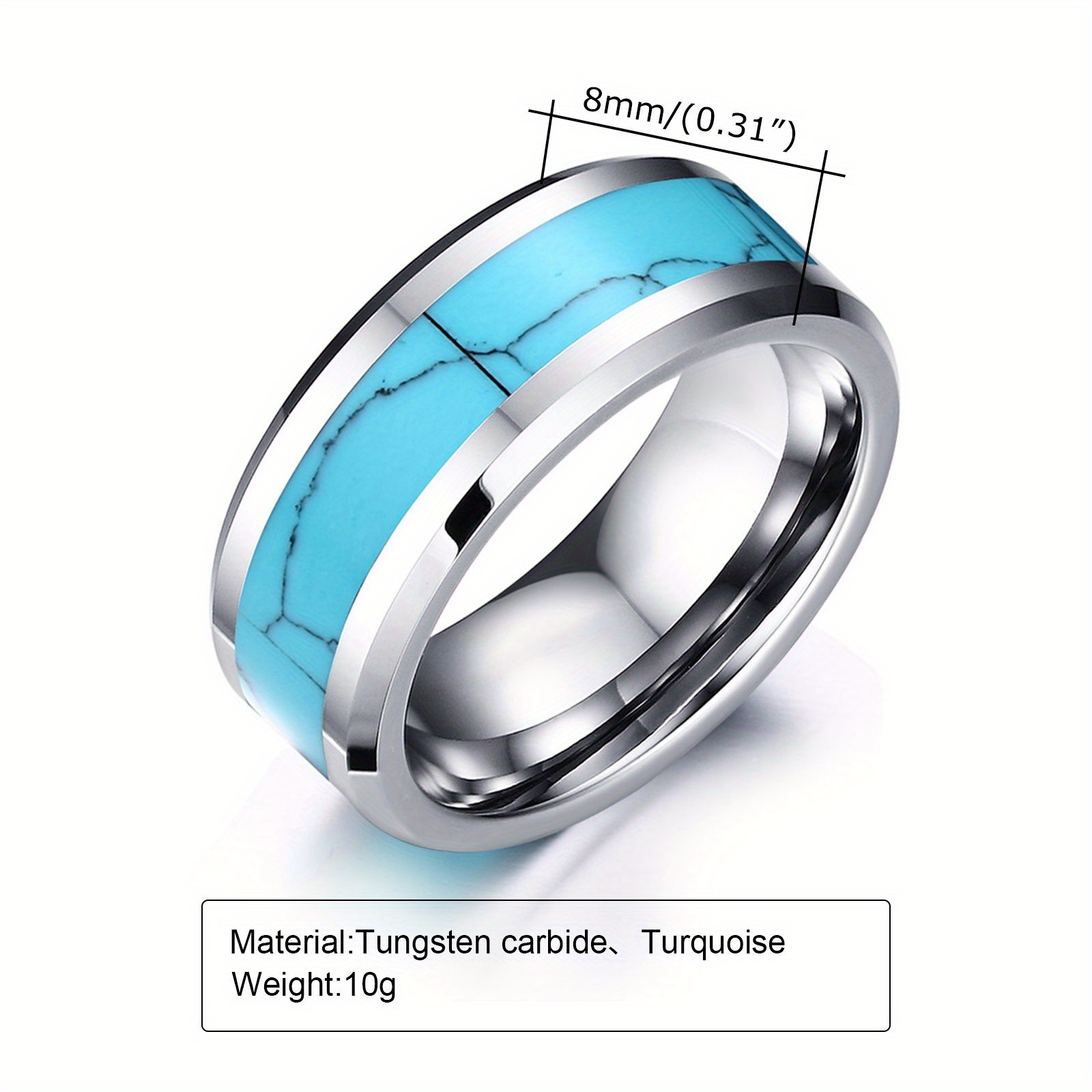 Fashion Silvery Ring Turquoise Inlay - Temu