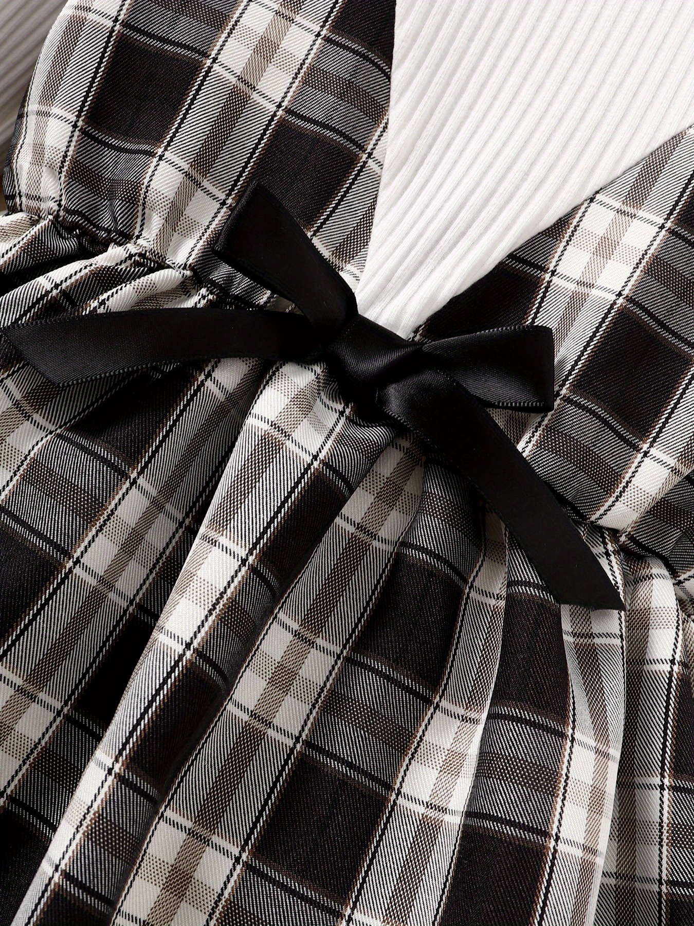 Girls Plaid Fashion Long Sleeve Casual Dress Bow Set Toddler - Temu ...