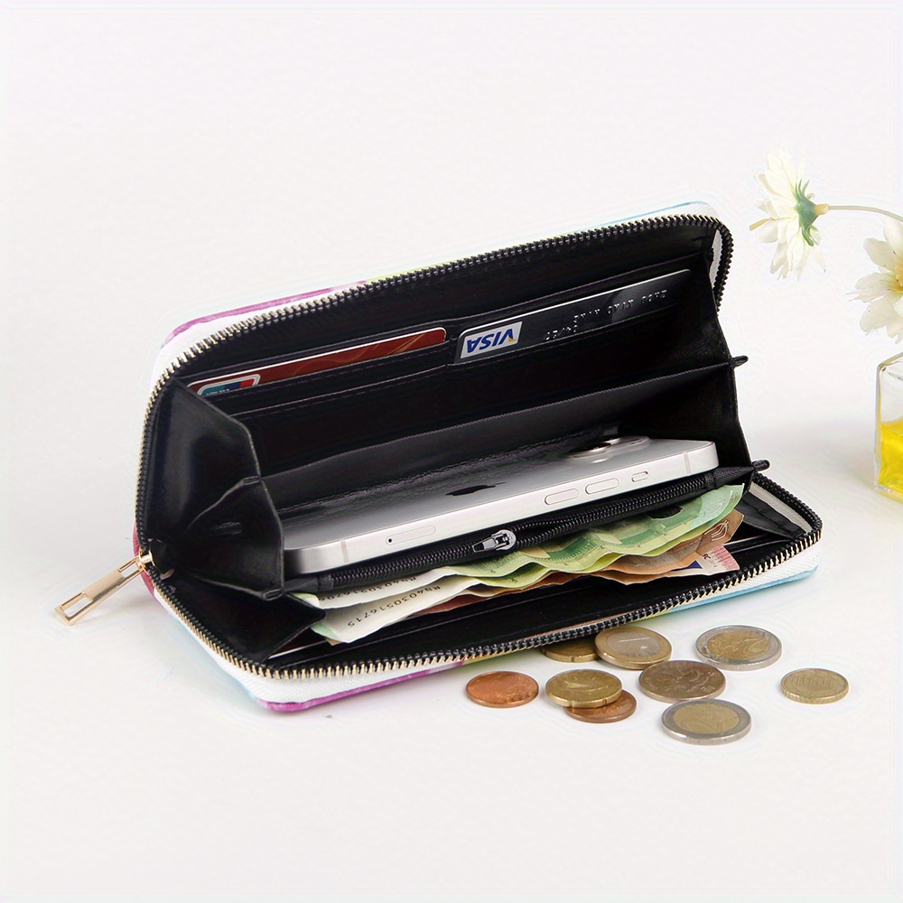 Cute Fruits Pattern Wallet Zipper Around Card Case Casual - Temu Australia