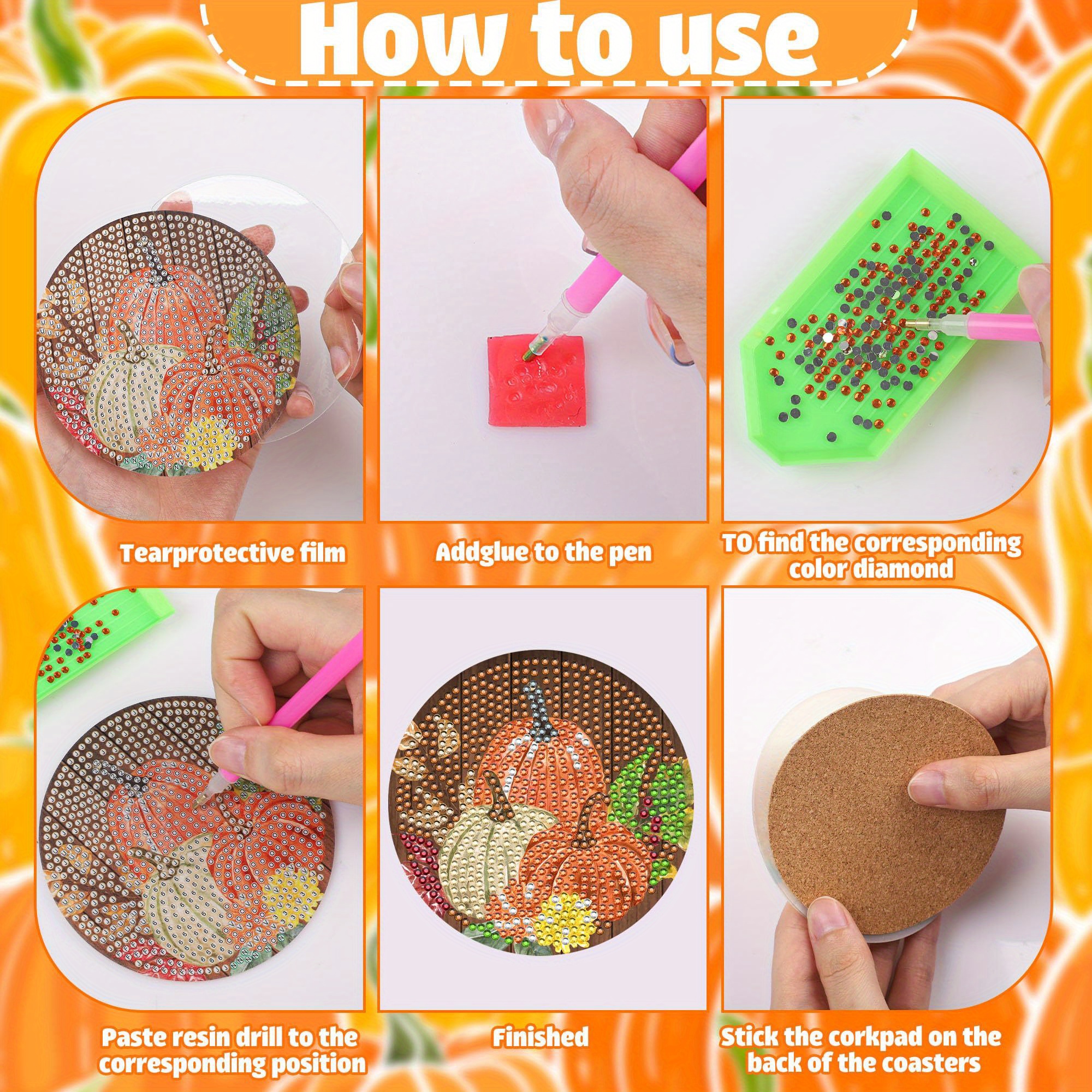 pumpkin coasters kit fall diamond art - {region_name}
