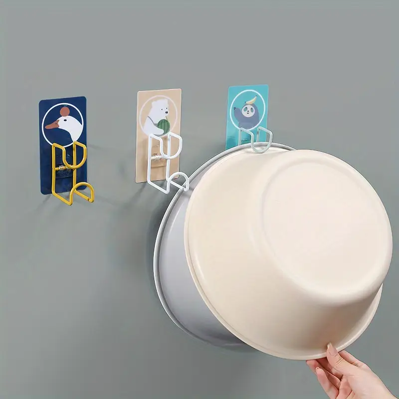 1pc トイレ洗面台フック カートゥーンかわいいパンチフリー洗面台ラック 収納ラック バスルームタオルハンガーフック Temu Japan