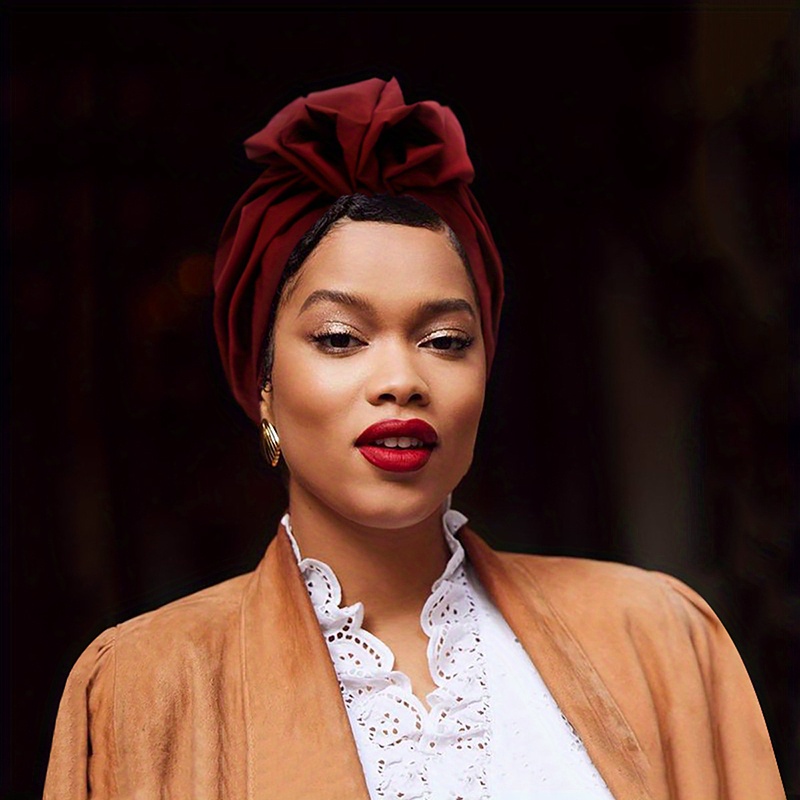 Retro Turban Hat Casual Decorative Cap Solid Color Flower - Temu Canada