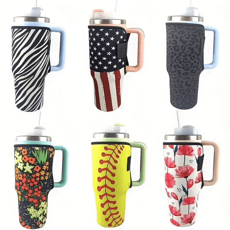 Portable Neoprene Handle Car Cup Cover Colorful Printed Cup - Temu ...