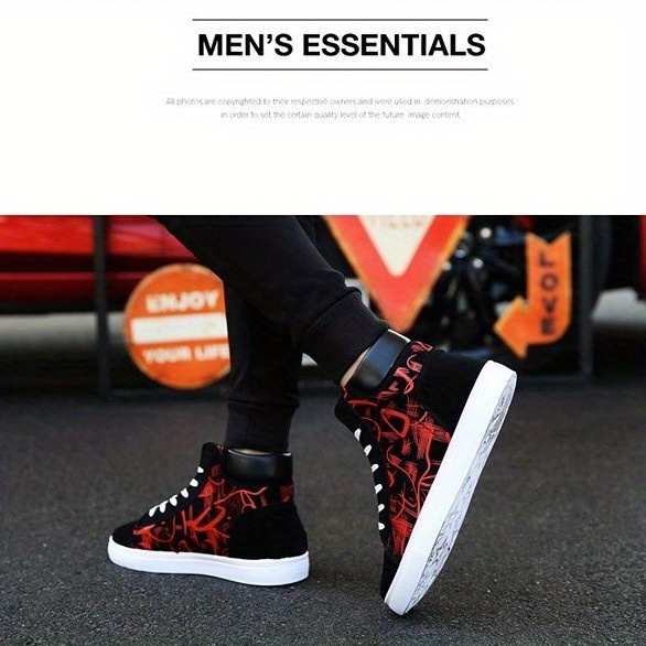 mens graphic high top canvas skate shoes with breathable lace up ...
