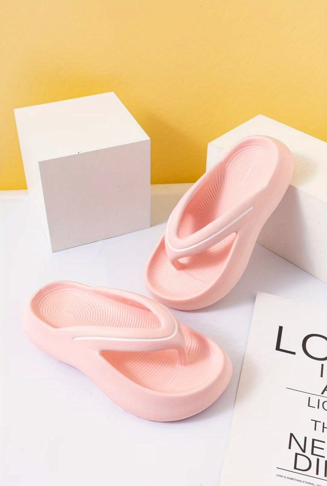 Women's Platform Flip Flops Solid Color Eva Wear resistant - Temu Norway