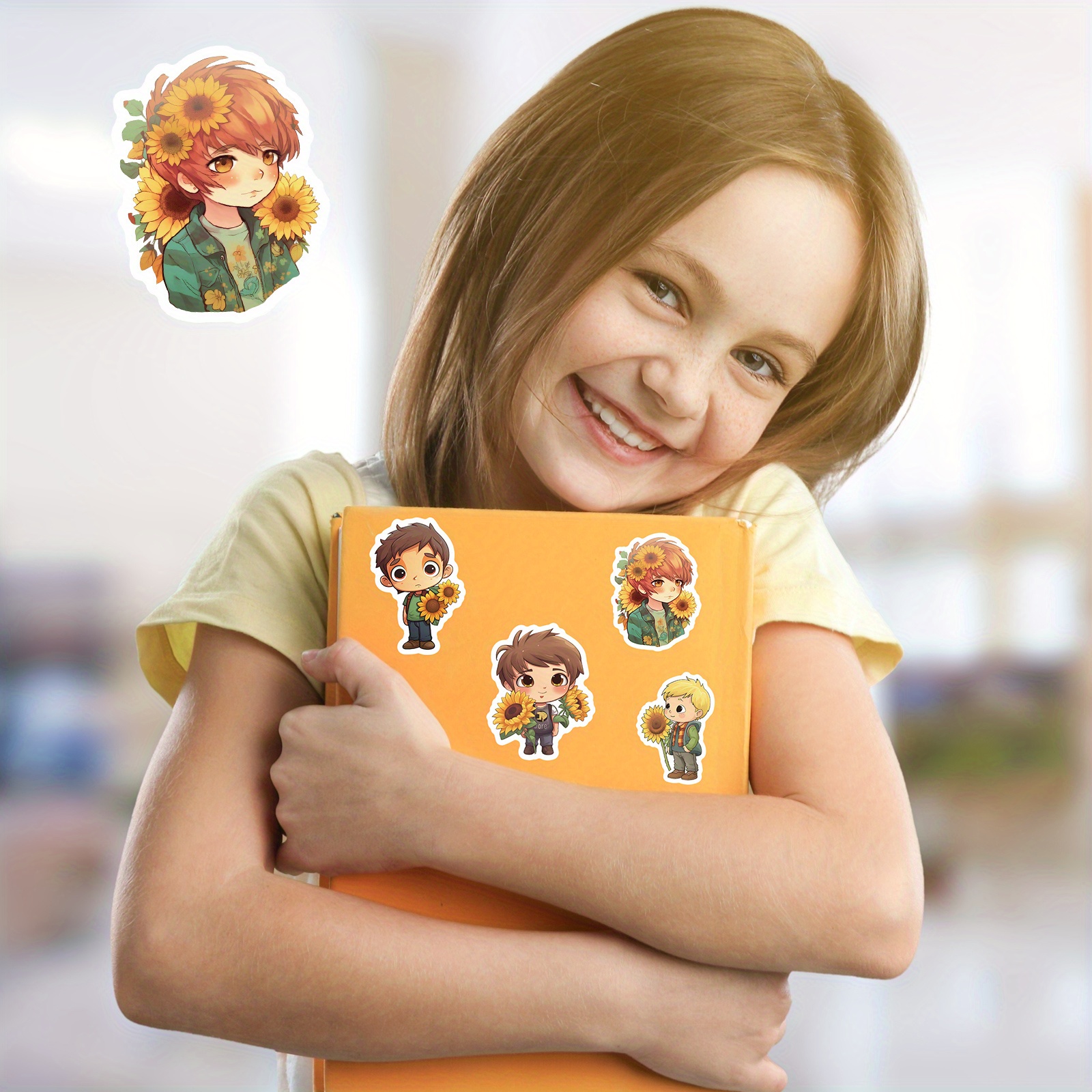 sunflower boys girls mixed stickers cartoon cute little boy - Temu Norway