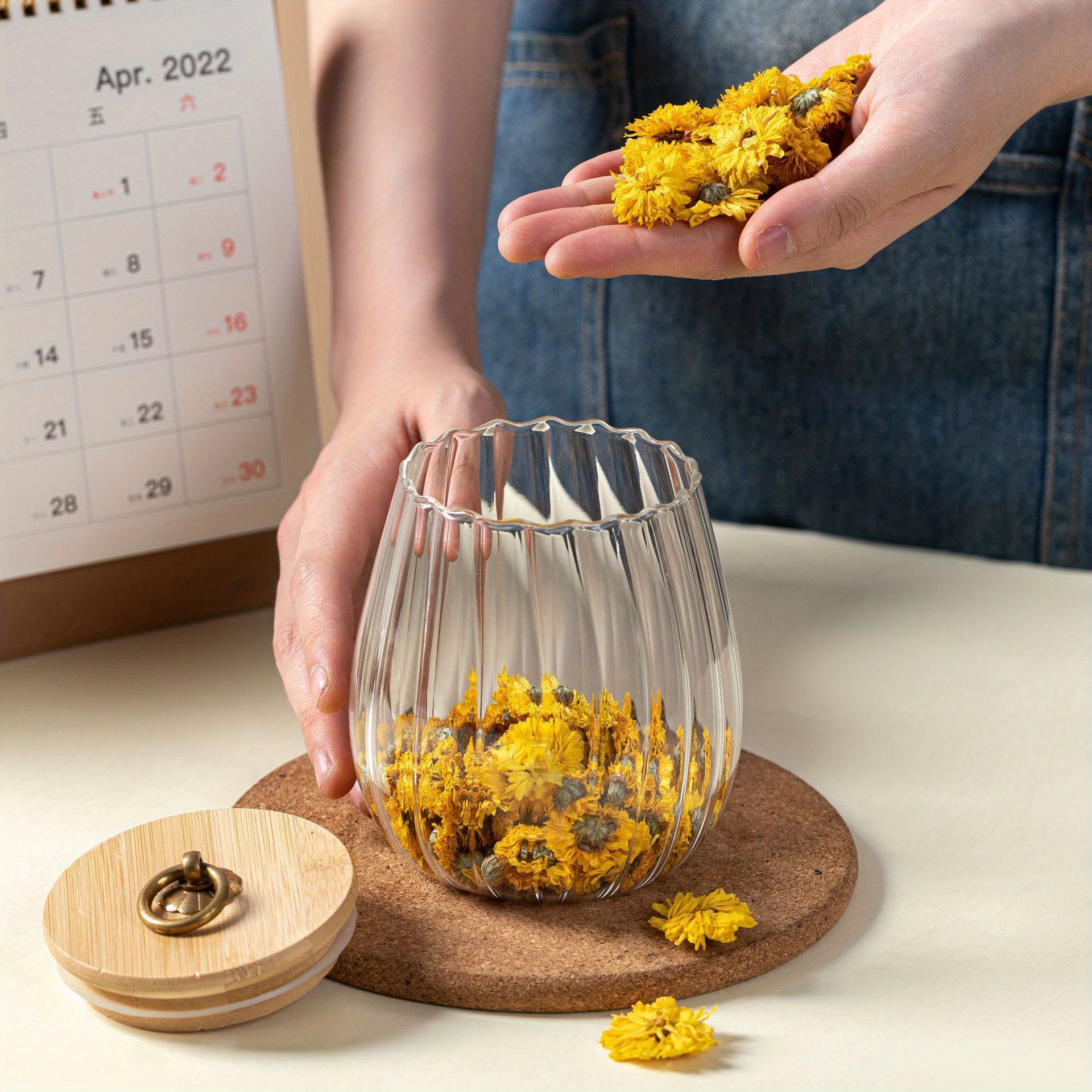 Moisture proof Damp proof Glass Tea Canister Wooden Lid - Temu Netherlands