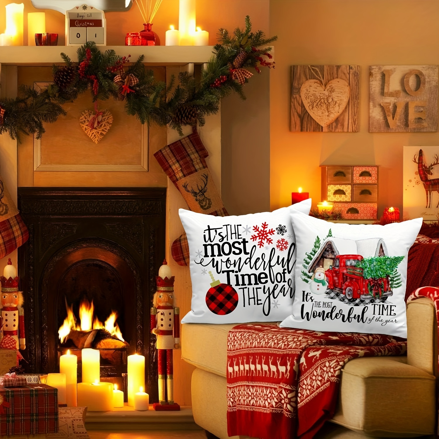 Christmas Pillow Covers 18 X 18 Christmas Decor Trees Truck Temu