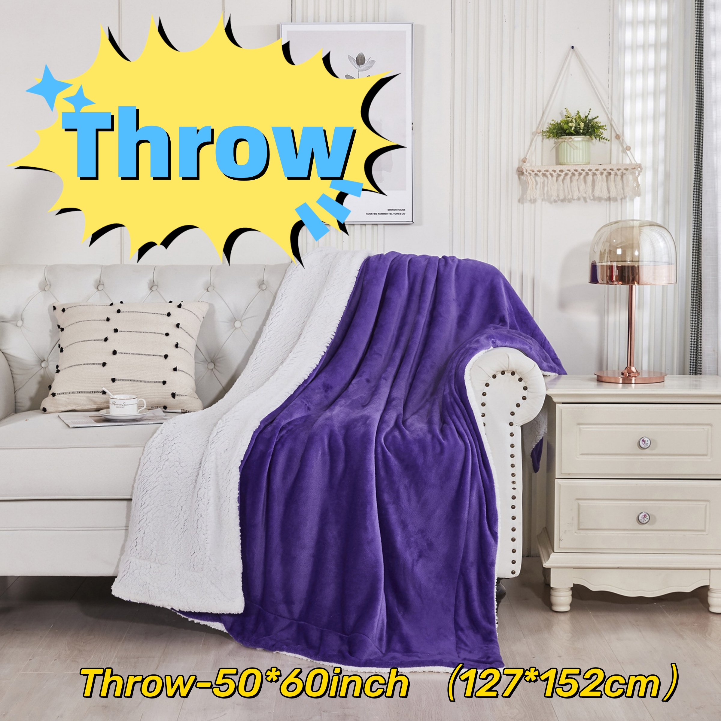 Solid Color Double sided Sherpa Blanket Warm Soft - Temu United Kingdom