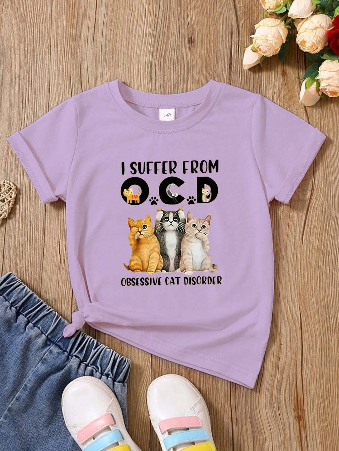 Girls Cartoon Group Photo Cats Graphic Short Sleeve T shirt - Temu Norway