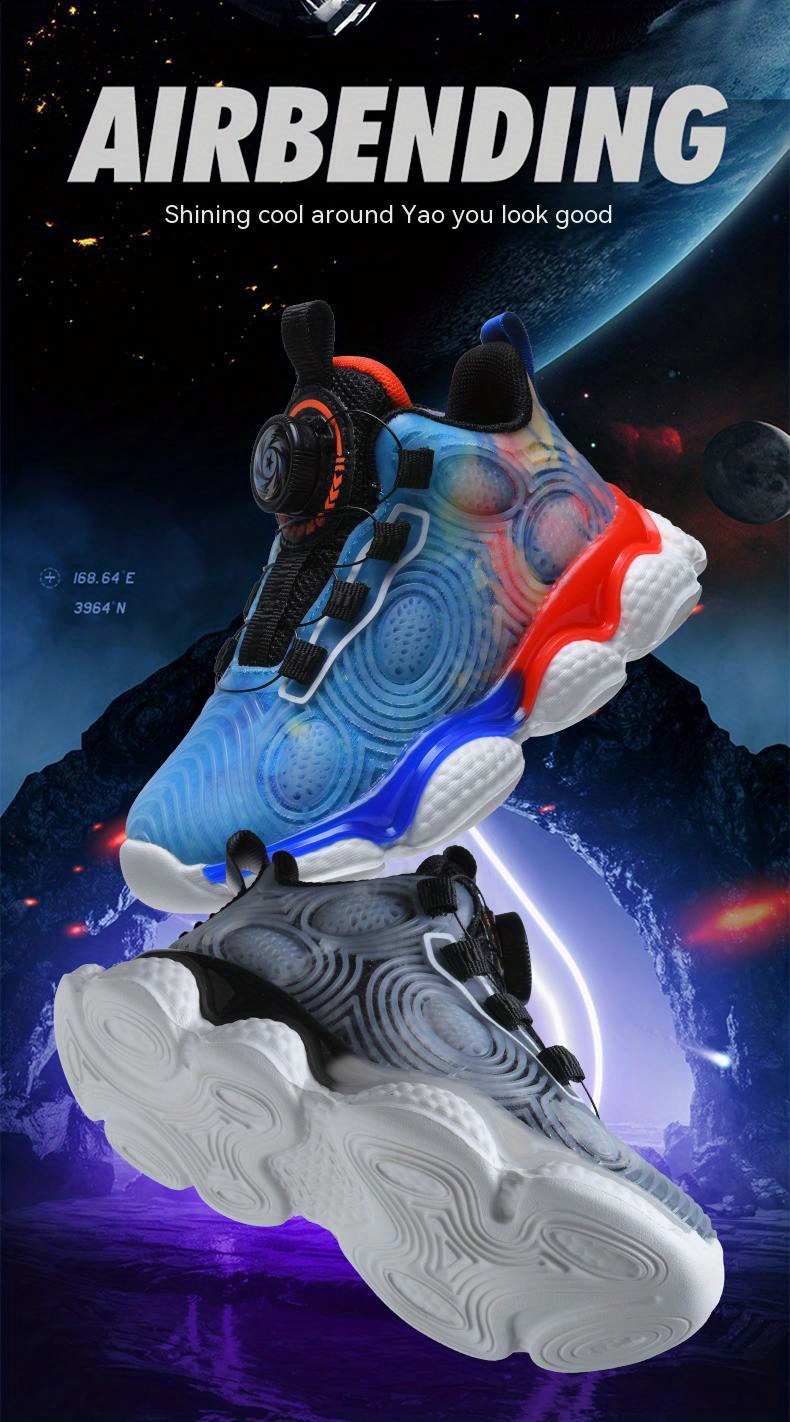 Boys Trendy High Top Basketball Shoes Non Slip Shock Absorbent Sport ...