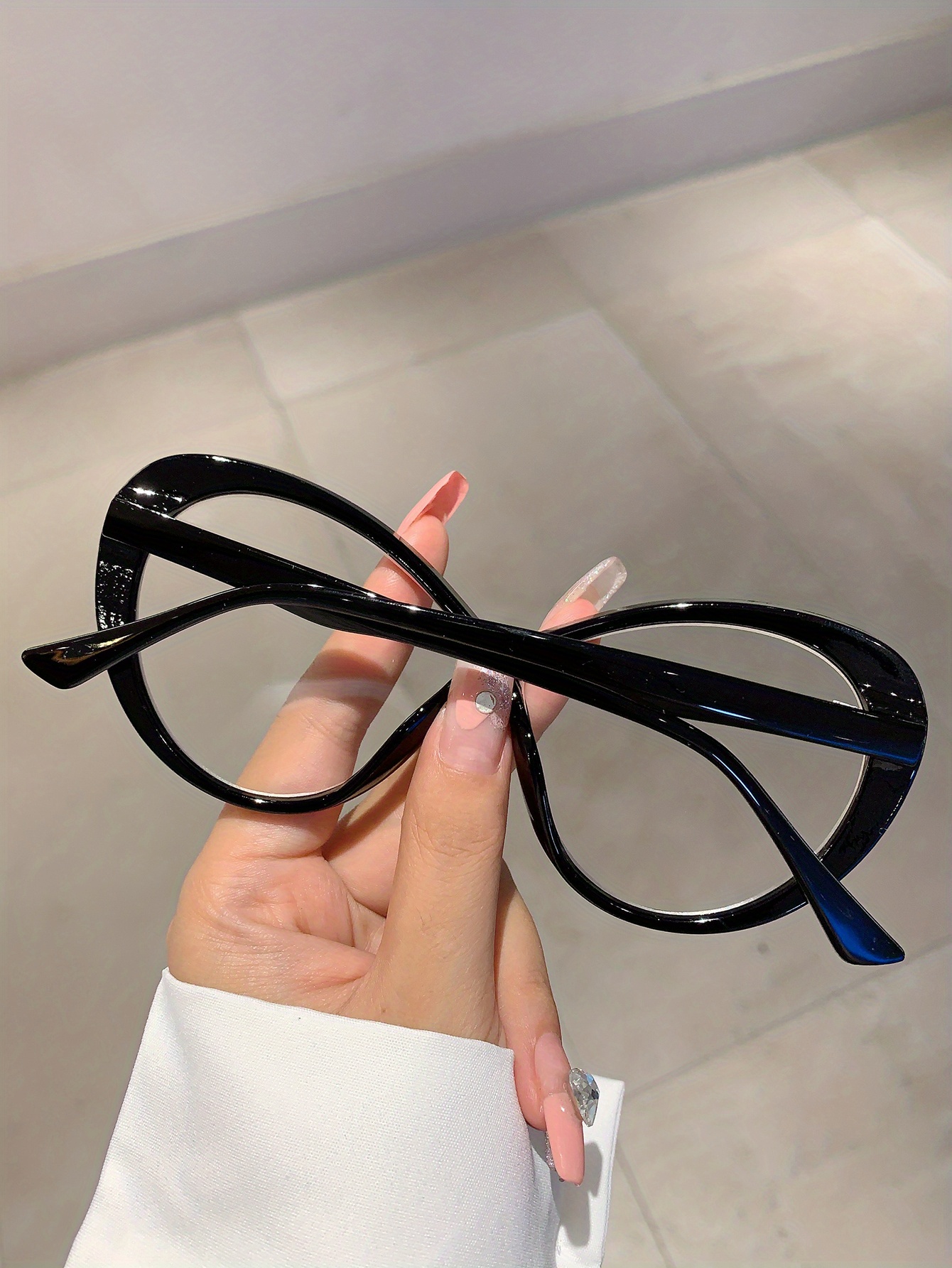Cat Eye Color Block Frame Clear Lens Glasses Retro Fashion - Temu ...