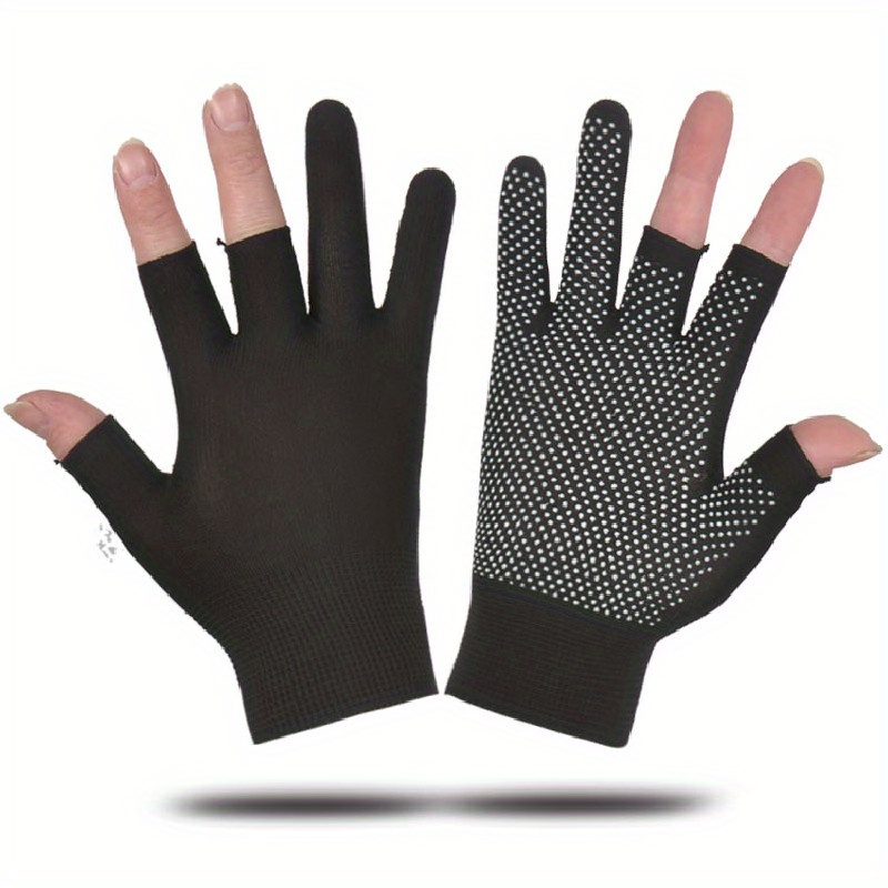 1pair Black Anti Slip Breathable Sweat Absorbing Wear Resistant Gloves ...
