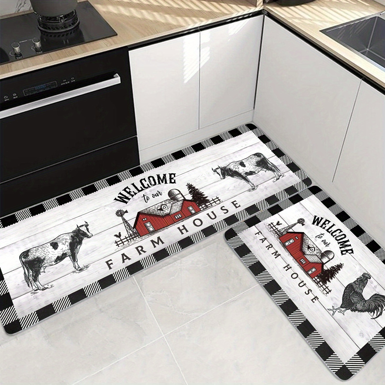 Farmhouse Kitchen Mat Non Slip Thick Kitchen Rugs Mats Floor - Temu