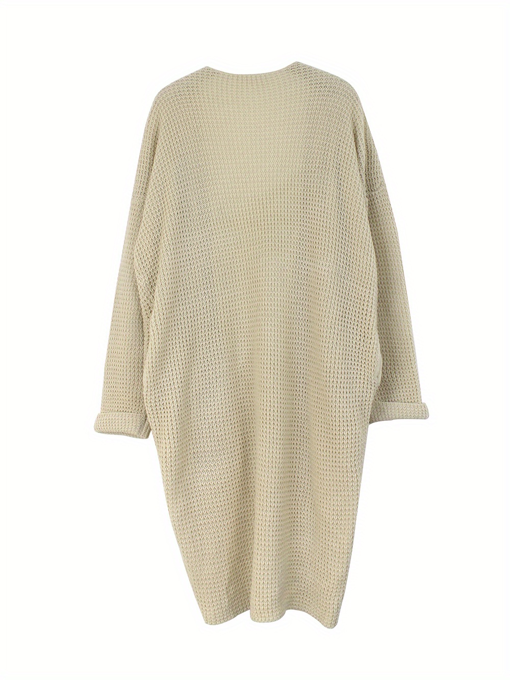 Solid Open Front Knit Cardigan Casual Long Sleeve Oversized - Temu ...