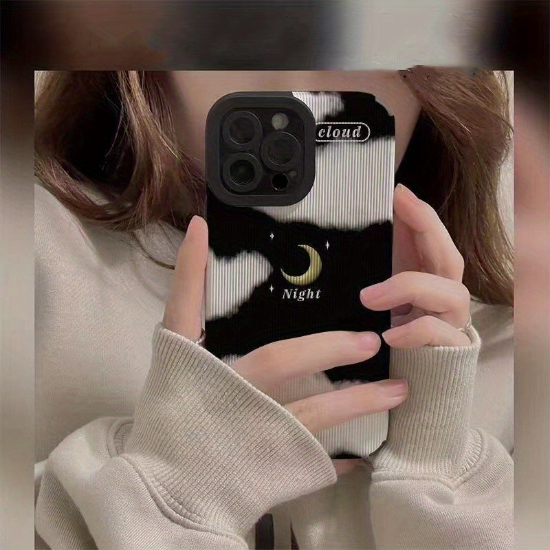 Korean Style Silicone Soft Shell White Cloud Moon inclusive - Temu New ...