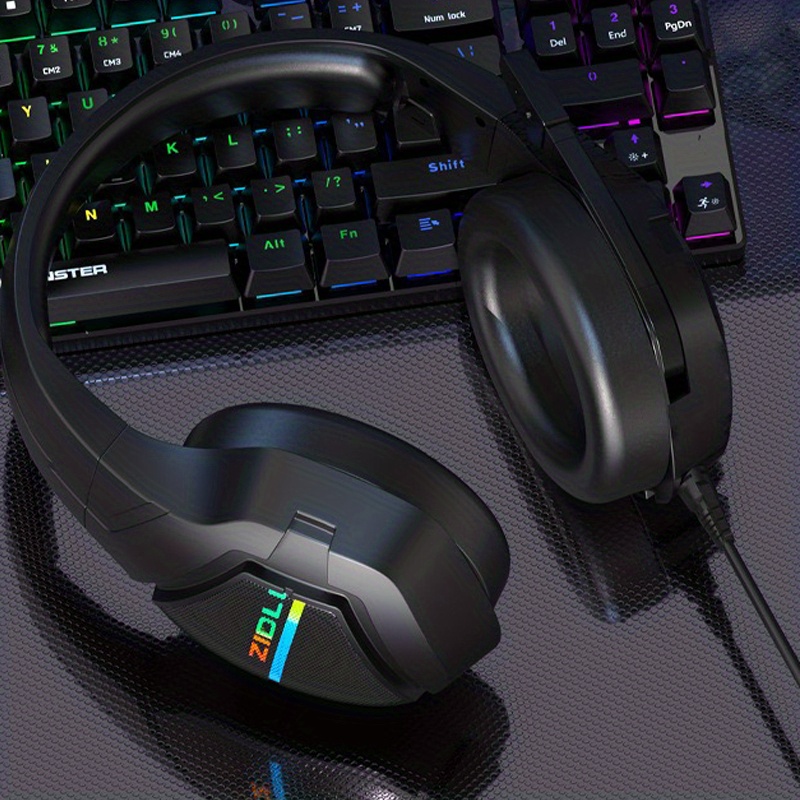 유선 게임용 헤드셋 소음 제거 마이크 및 Rgb 라이트 볼륨 컨트롤이 있는 Pc 헤드셋 몰입형 게임 경험 P Temu