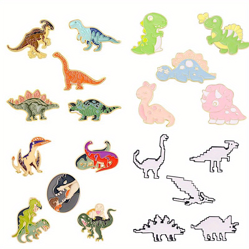 Pixelated Dinos Enamel Pins Simple Dinosaurs Brooches Lapel - Temu