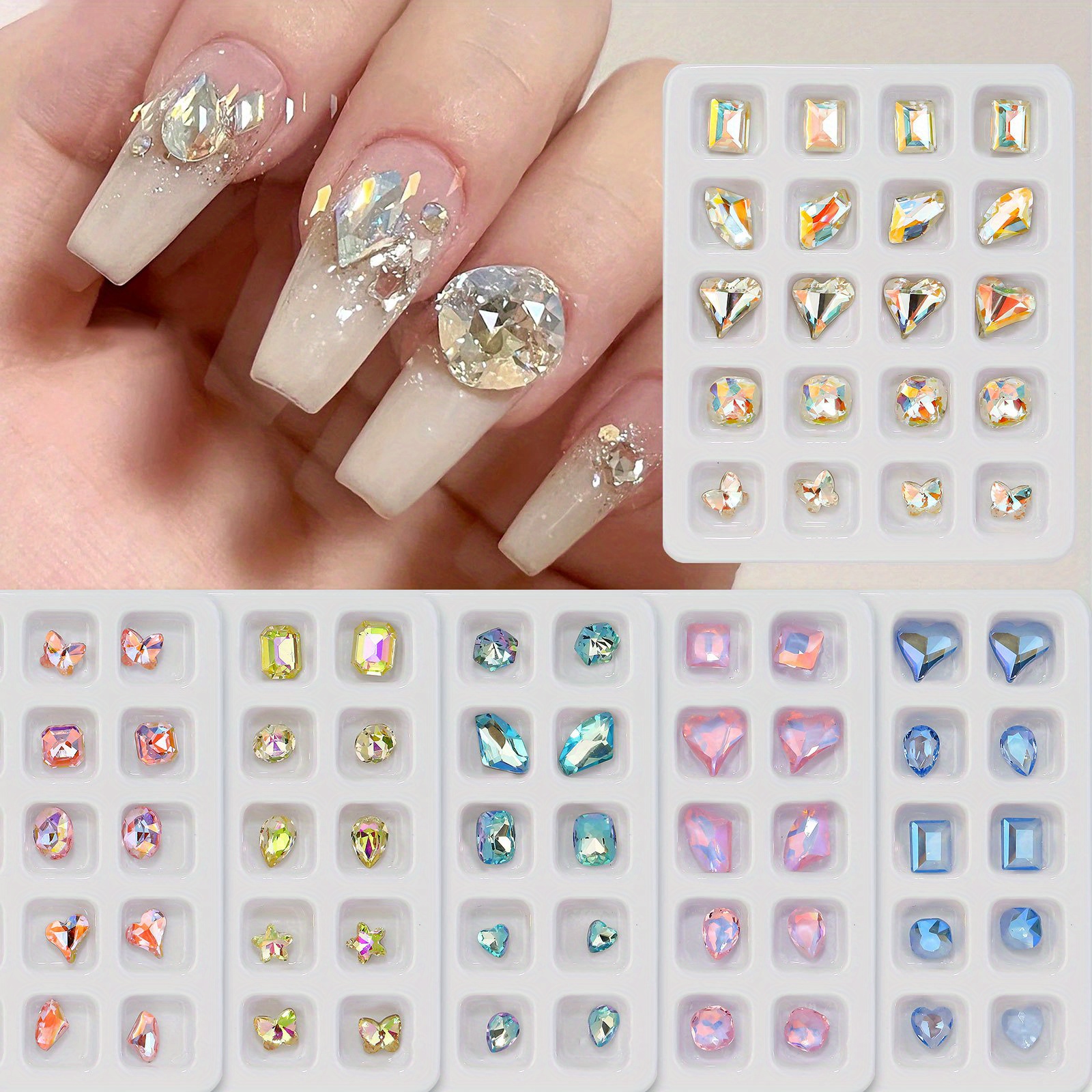 peach nail art rhinestones crystal glass nail - Temu New Zealand