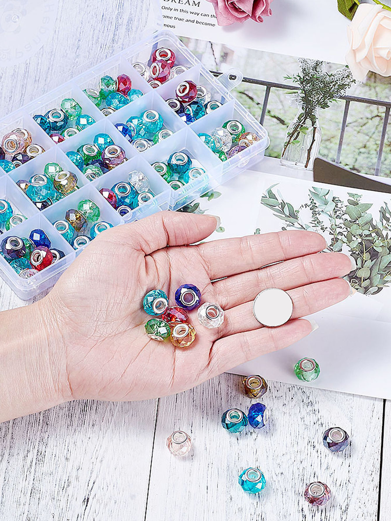 Random Color Brass Glass Beads Large Hole Beads - Temu Australia