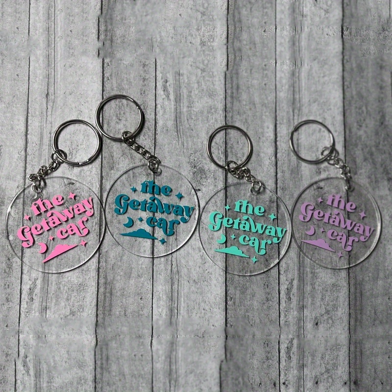 1pc The Getaway Car Round Transparent Acrylic Keychain For Men Ideal ...