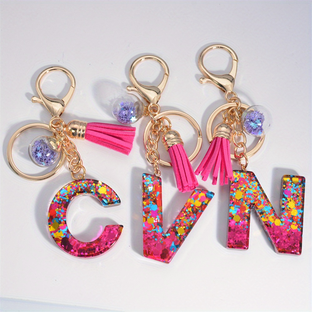 Alphabet Keychain Cute Resin Key Chain Ring Purse Bag - Temu Canada