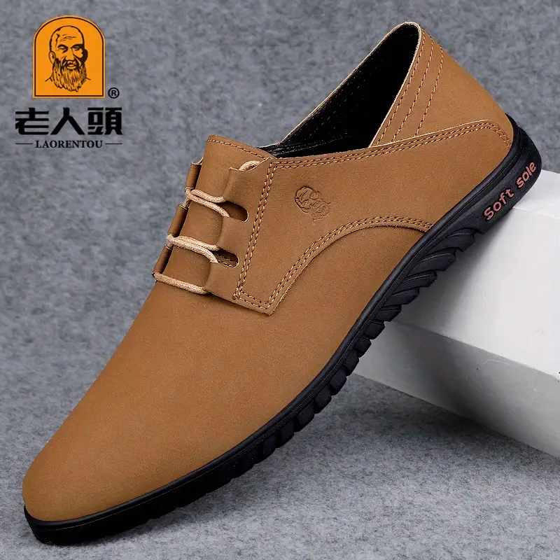 Mens Lace Up Leather Sneakers Casual Walking Shoes Comfortable And