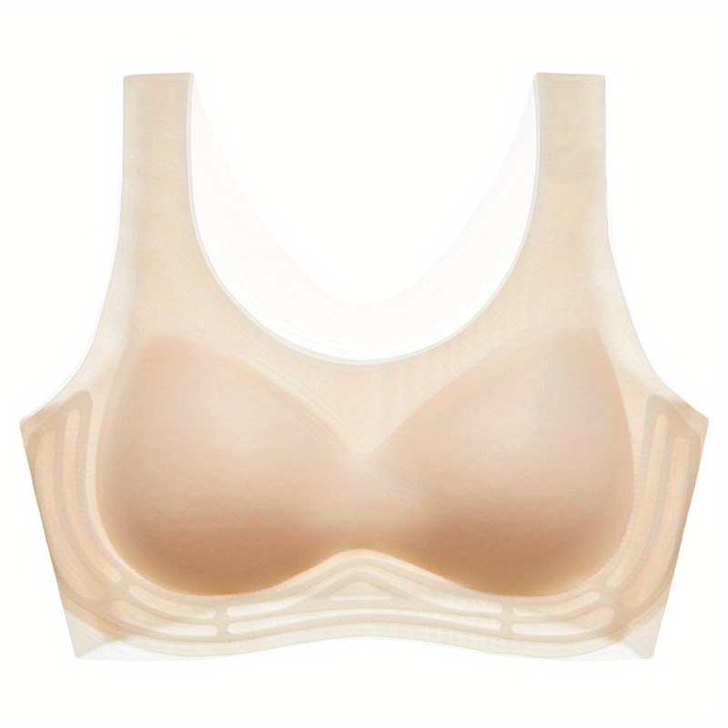 Seamless Solid Wireless Bra Comfy Breathable Push Intimates - Temu New ...