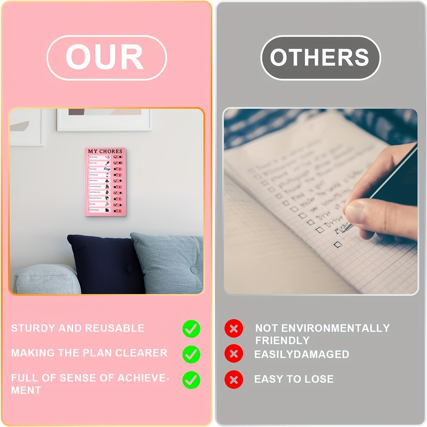 4 checklist boards + 8 cardstock chore chart multiple - Temu