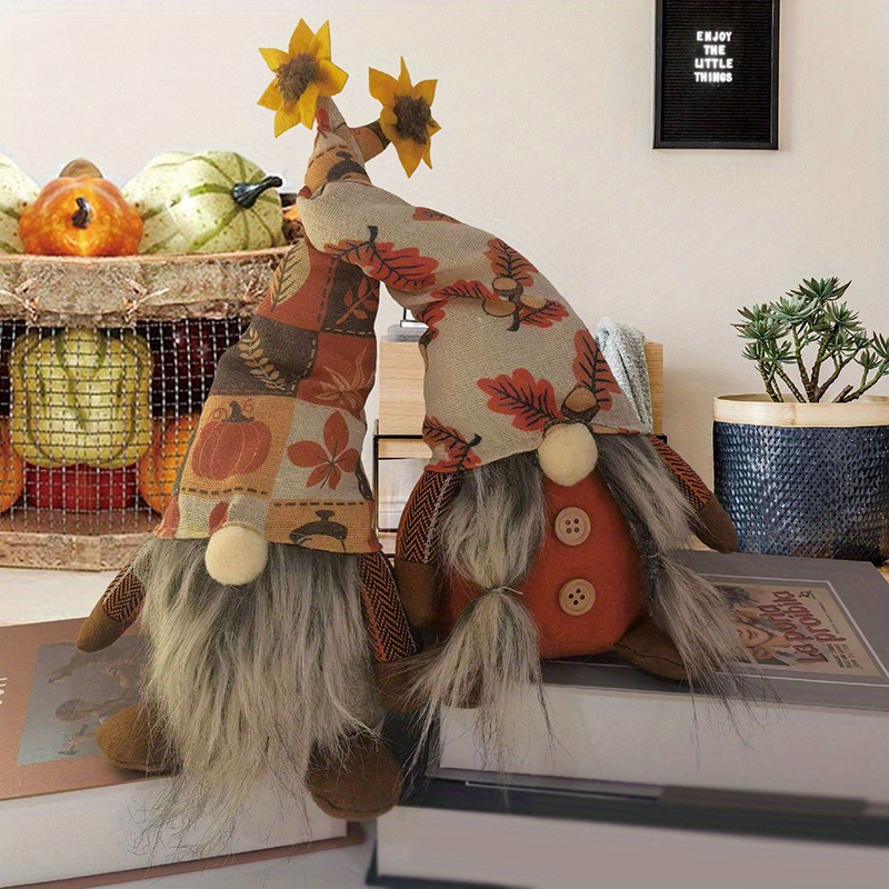 thanksgiving decoration gnome doll sun flower maple leaf - Temu Australia