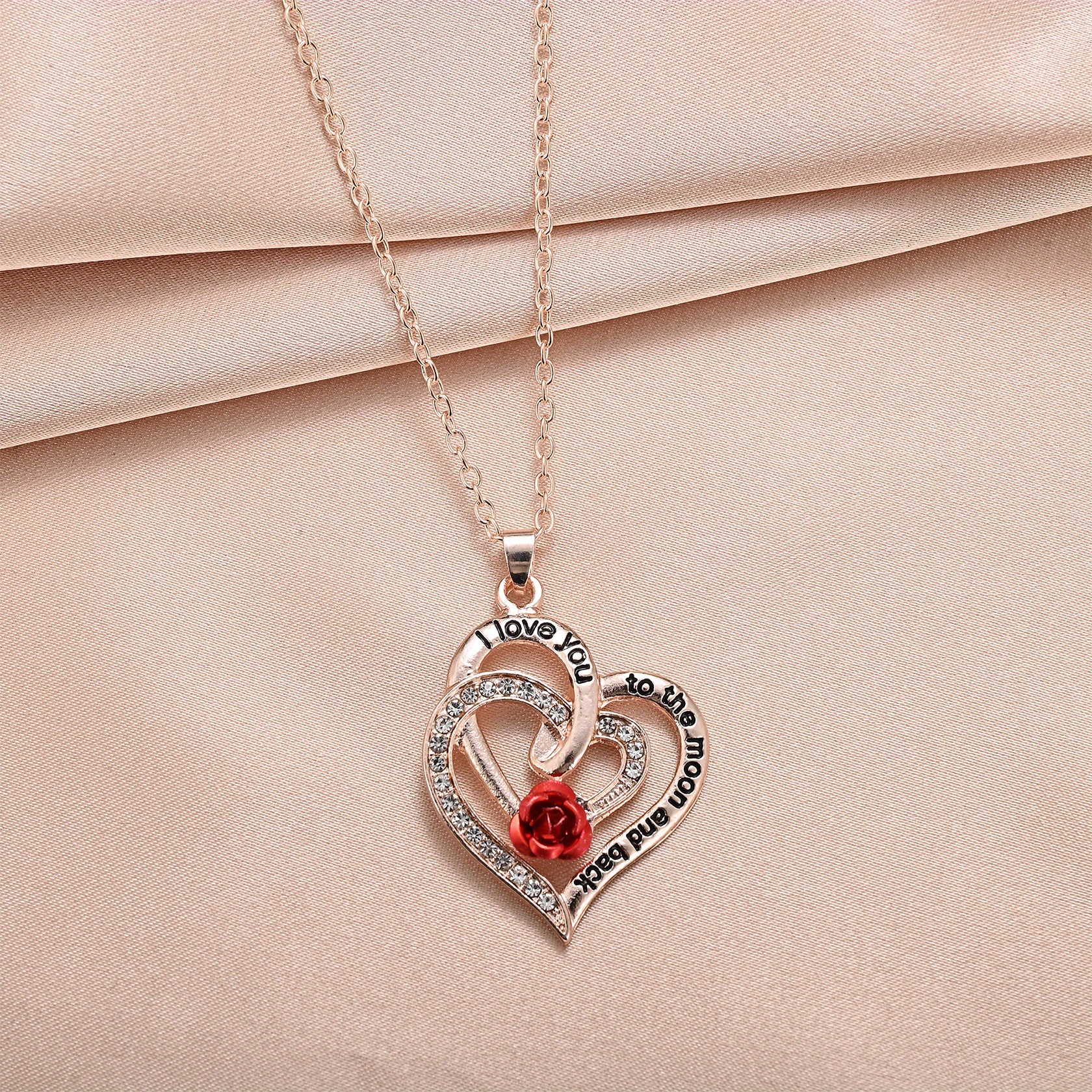 Exquisite Love Rose Pendant Necklace Classic Golden Men's - Temu ...