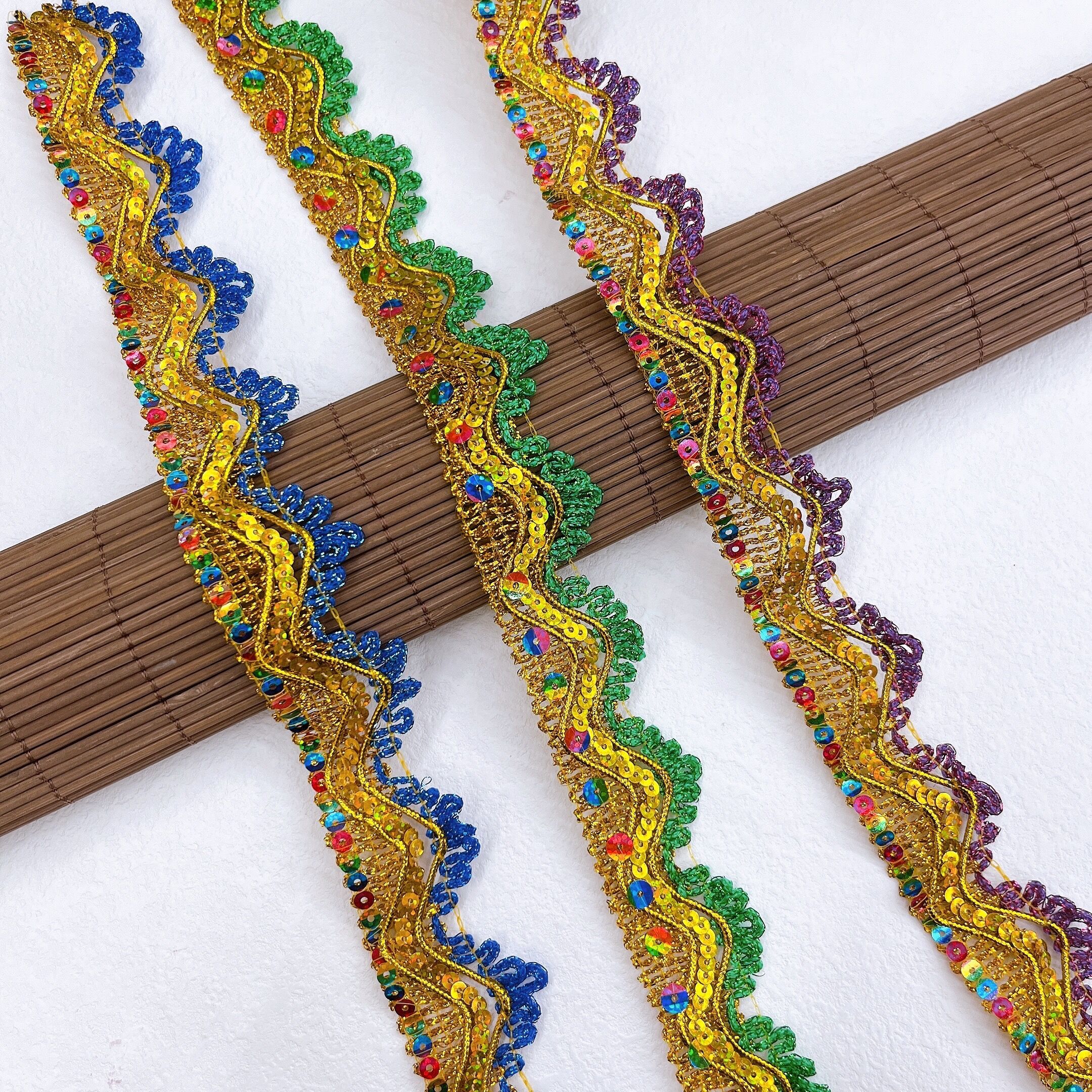 2-yard Long Sequin Stage Costume Woven Lace 3-color Optional Curtain ...