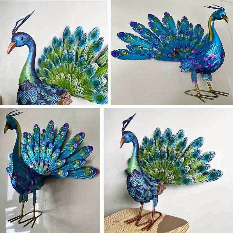 Metal Peacock Outdoor Statue Garden Decor Realistic Animal - Temu