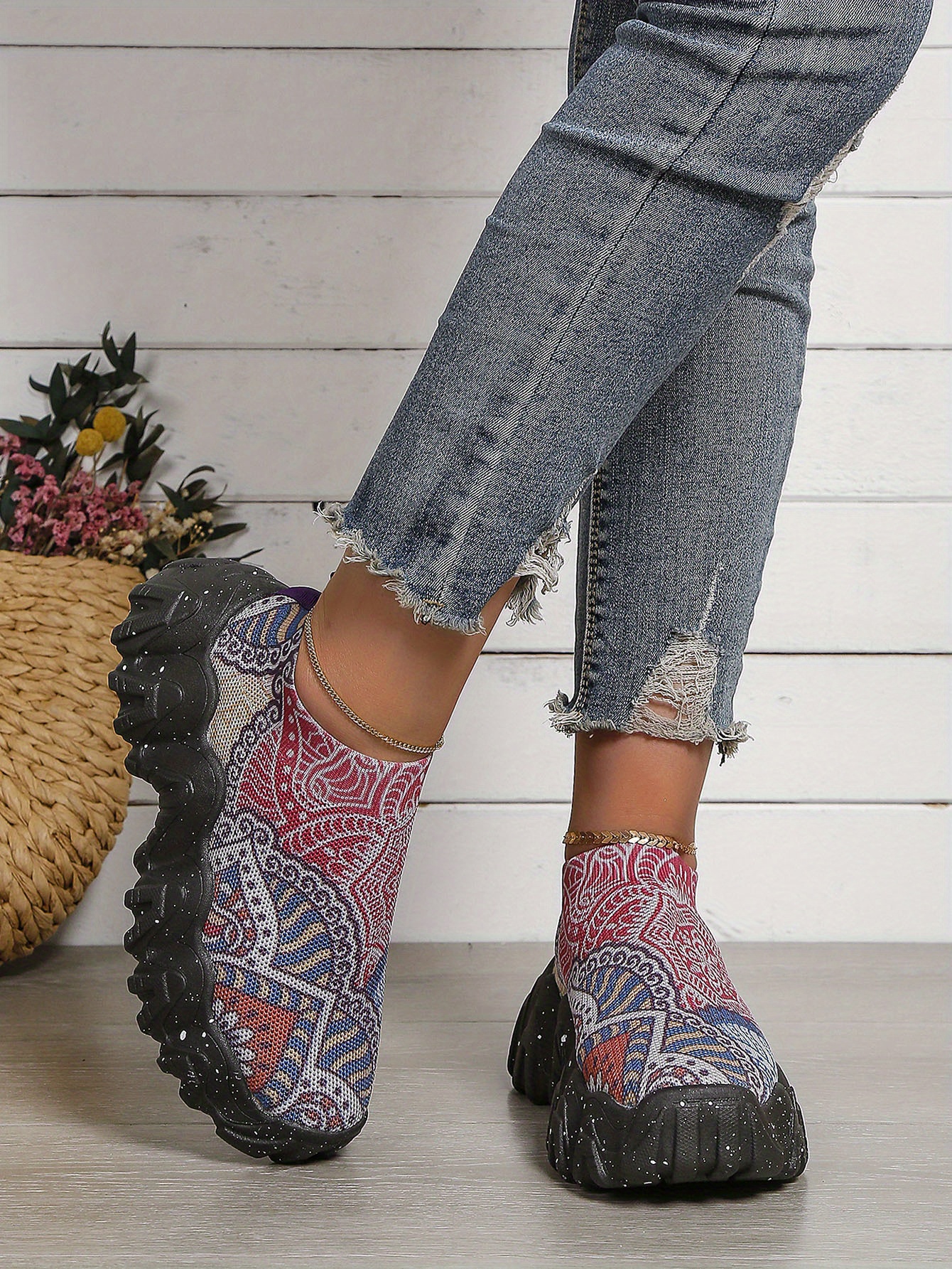 Women's Stretch Sock Shoes Breathable Slip Low Top Platform - Temu ...