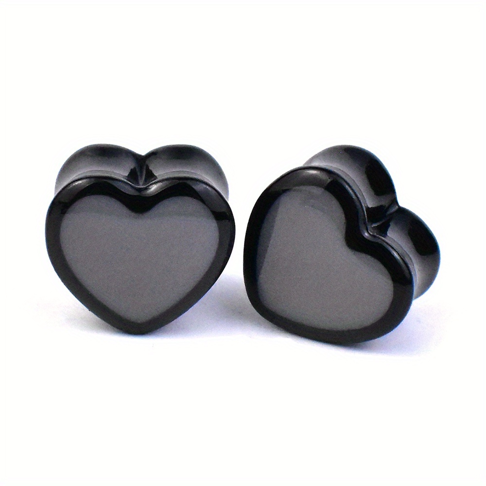 Acrylic Black Heart Ear Gauges Men Ear Expander Body - Temu