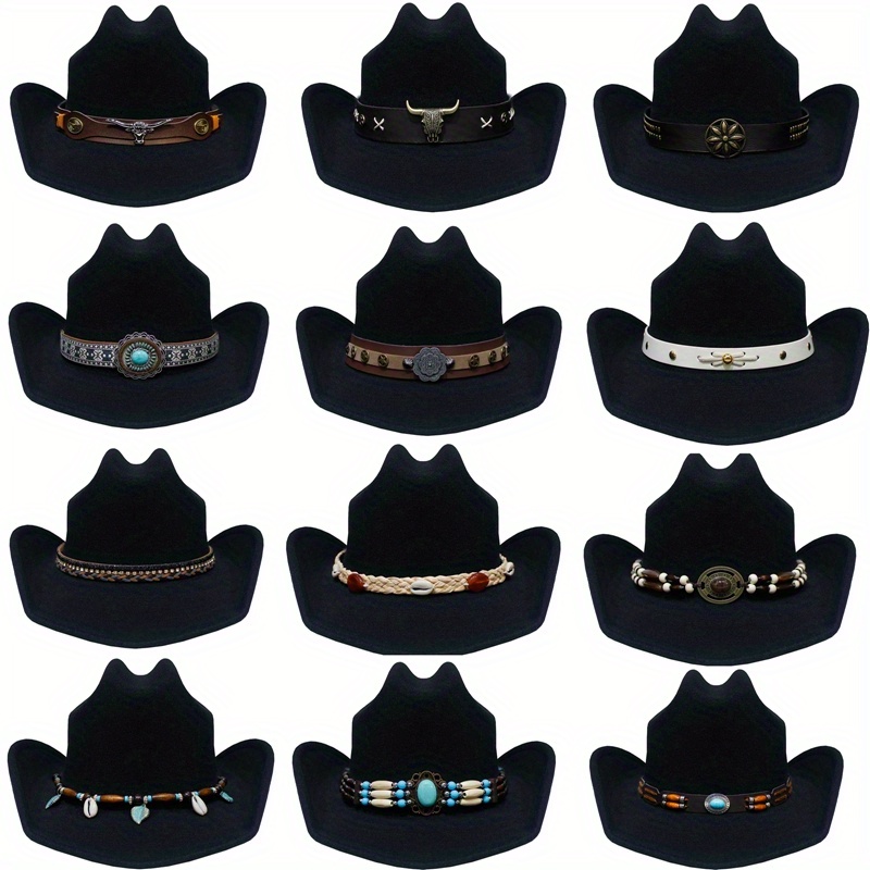 Cowboy Hat Band Western Style Pu Leather Belts Straw Hat - Temu Australia