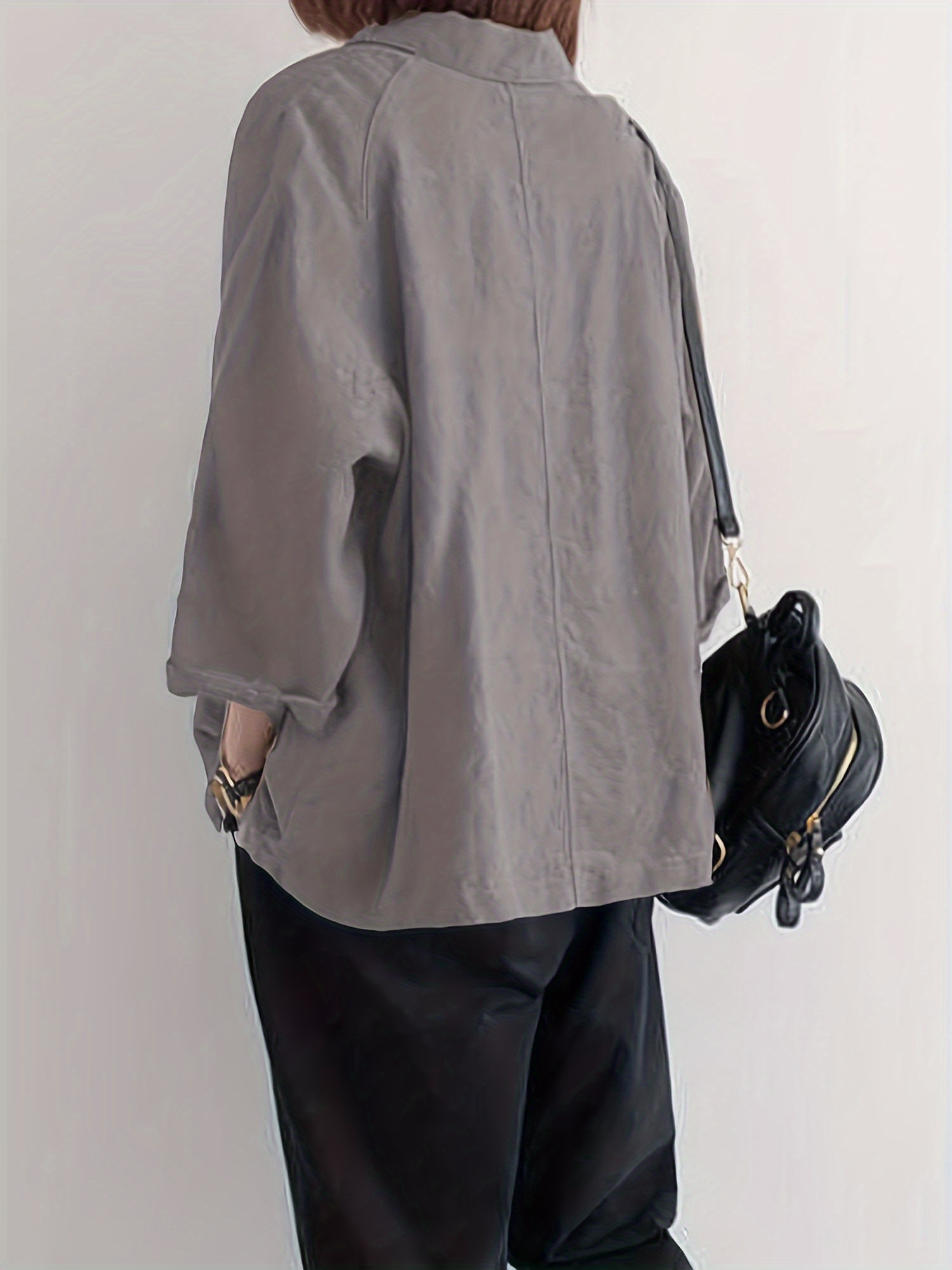 Button Front Jackets Casual Turn Collar Long Sleeve Solid - Temu