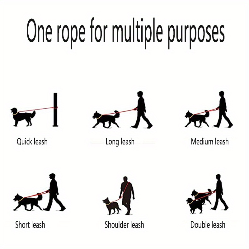 犬用リード 犬用多機能ナイロンダブルリード 強力な犬の訓練用リード 中型大型犬用調節可能な犬用リード ブラック Temu Japan