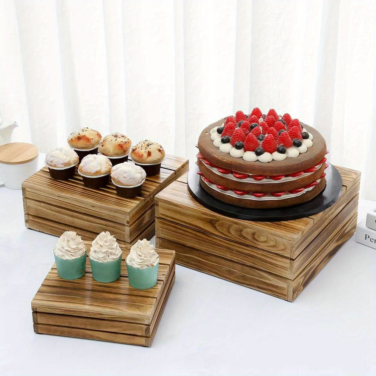 Simple Solid Wood Cake Rack Dessert Cupcake Display Rack - Temu