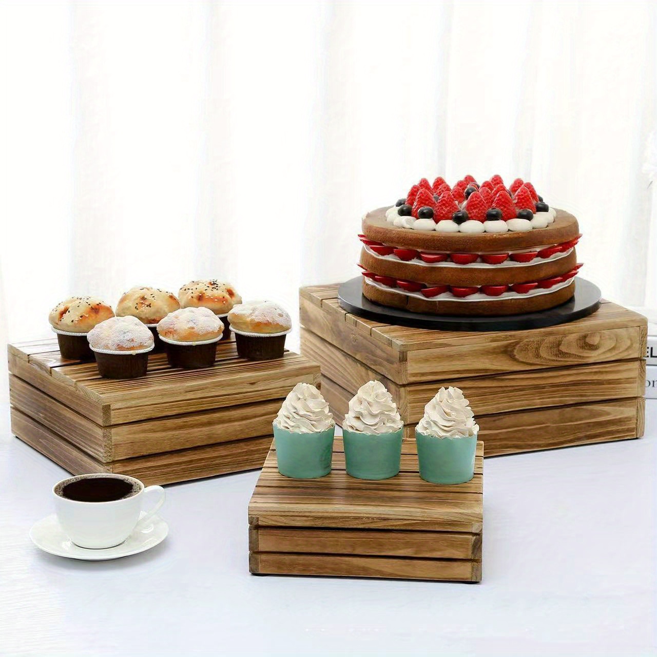 Simple Solid Wood Cake Rack Dessert Cupcake Display Rack - Temu