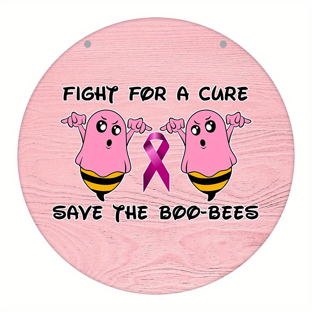 Wooden Round Door Sign Breast Cancer Awareness Wall Hanging - Temu