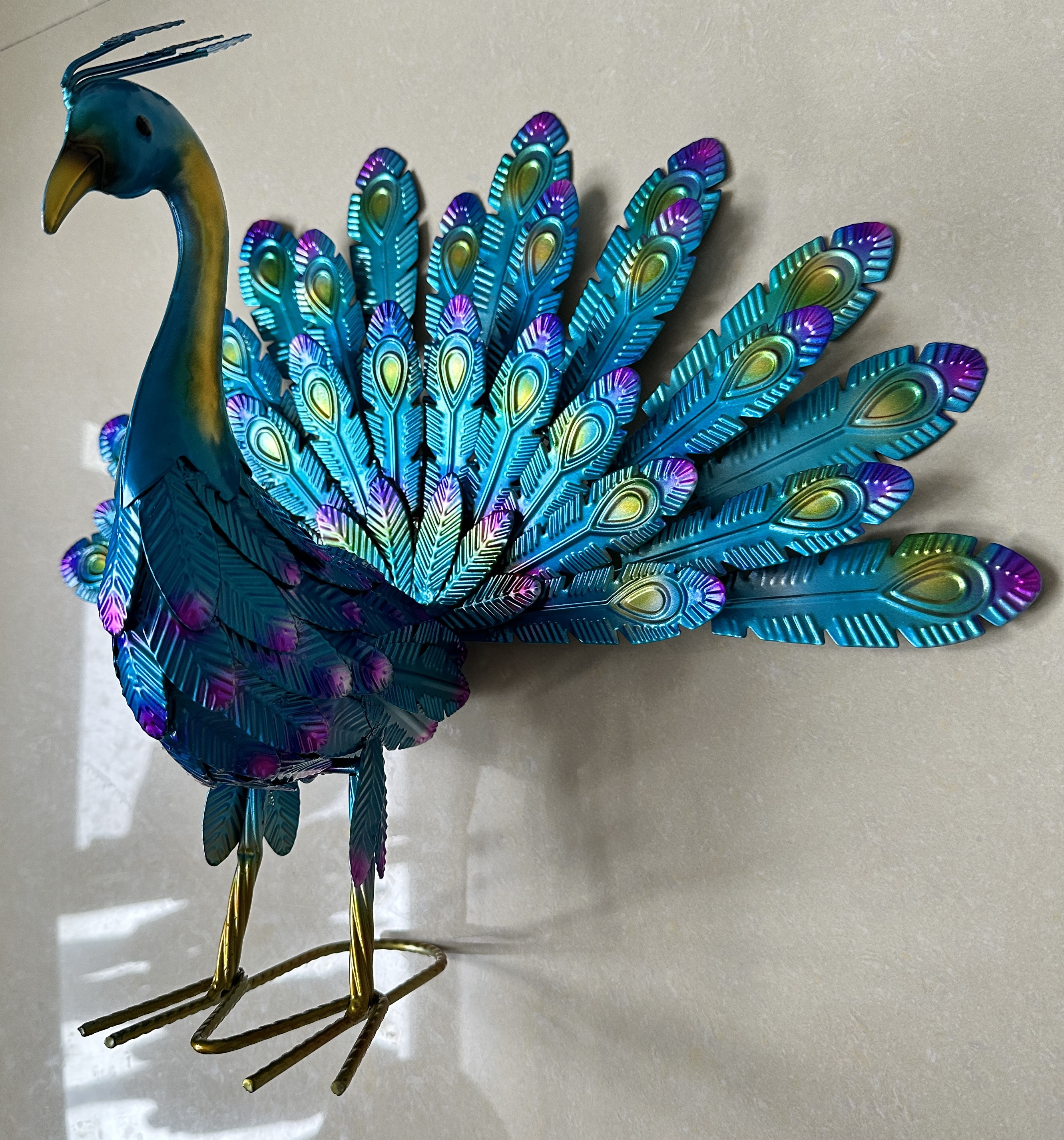 Metal Peacock Outdoor Statue Garden Decor Realistic Animal - Temu